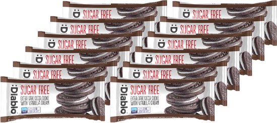 Diablo | Sugar Free | Dark Sandwich Cookie With Vanilla Cream | 12 ...