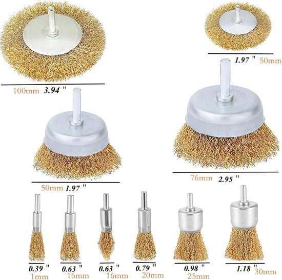 GLODI GOODS® Staalborstel boormachine set 10 delig - Draadborstel ...