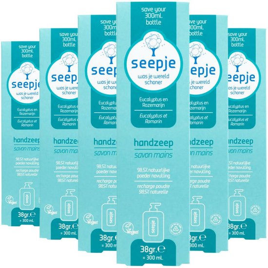 6x Seepje Handzeep Navulling Eucalyptus en Rozemarijn 38 gr | bol