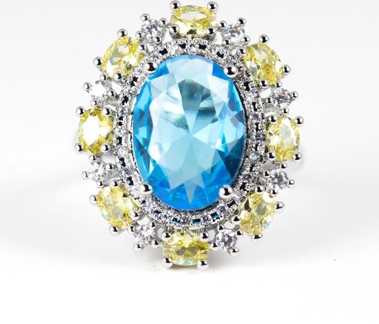 Haymer Sieraden Princess Aquamarijn Ring Voor Vrouwen Zilver 17.25 mm ...