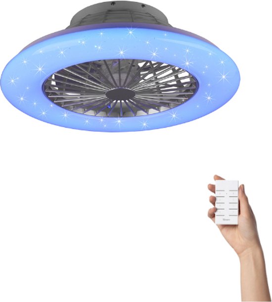 Moderne plafondventilator Luciano LED Ø50cm - afstandsbediening - timer - dimbaar met... | bol