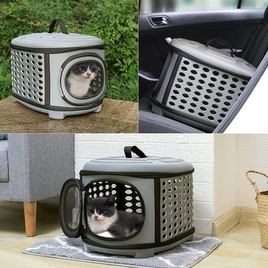 Kattentransportbox, opvouwbare kattendraagtas, kattendraagbox, opening ...