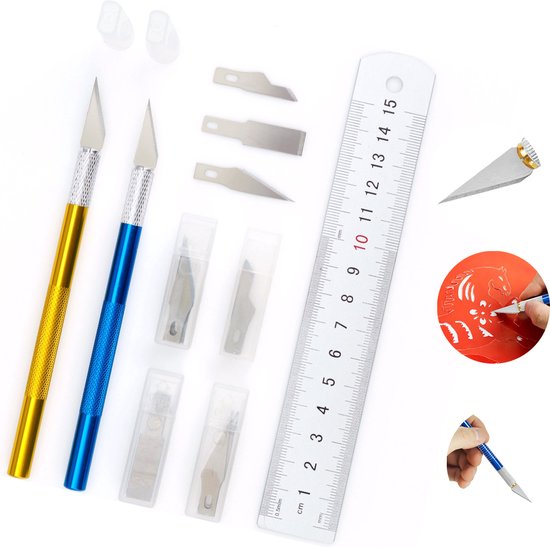 43 Delige - Scalpel mesjes set - Hobbymes set - Hobby Mes Scalpel - LOUZIR | bol