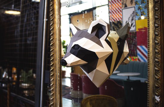 Wasbeer trofee - 3D papieren origami model - doe-het-zelf ...