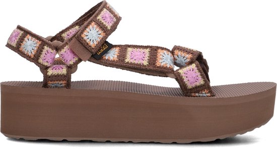 Teva FLATFORM UNIVERSAL CROCHET - Dames Sandalen - Bruin/Roze - Maat 40 ...
