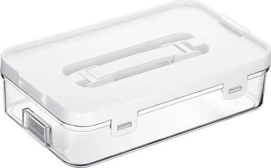Draagbare opbergdoos met deksel, stapelbare plastic opbergdozen ...