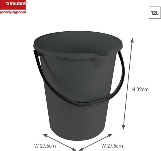 Sunware - Relife Basic emmer 12L antraciet - Set van 6 | bol