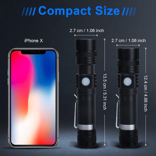 Militaire Zaklamp - Militaire Zaklamp Oplaadbaar - Zaklamp Led Oplaadbaar - Zaklamp... | bol