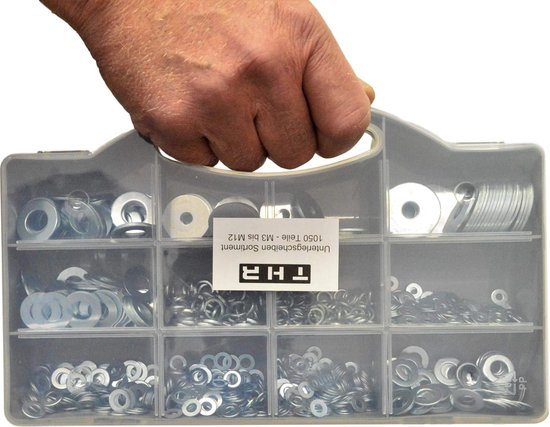 Sluitringen assortiment verzinkt M3 tot M12 1050 onderdelen in ...
