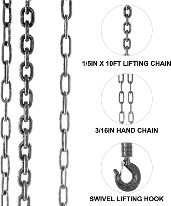 - Rateltakel - Kettingtakel - Kettingbloktakel - 3Ton Handmatig ...
