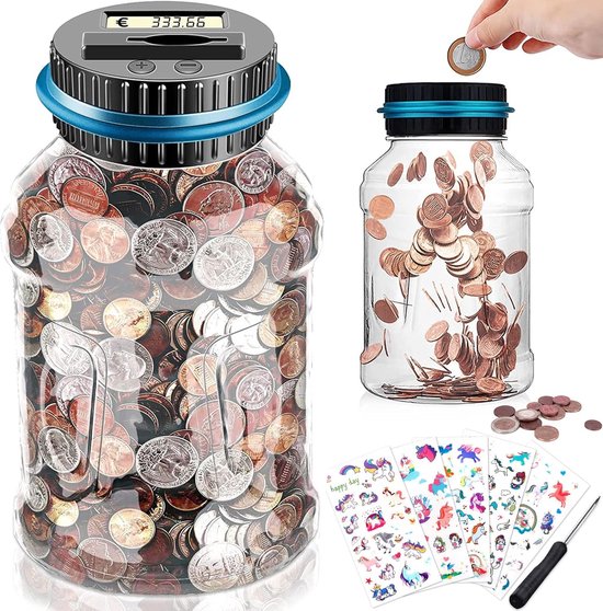 Digitaal spaarvarken met automatisch lcd-display - 18 l kindercadeau Spaarvarken met... | bol