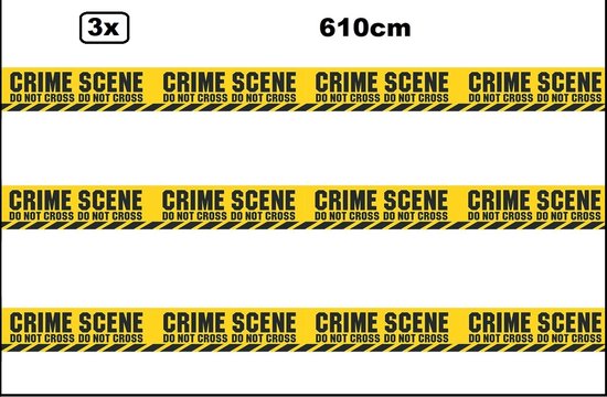 3x Rol Afzetlint Crime scene 610cm zwart/geel - Afzet lint festival ...