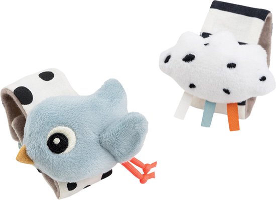 Done By Deer Wrist Rattle Set Happy Clouds Blue 2-Pack | bol