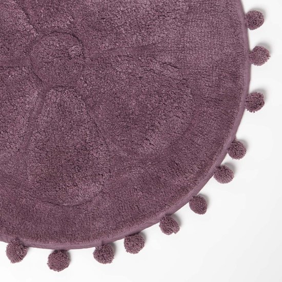 Homescapes ronde badmat bloem, 60 cm - badmat bes met pompons | bol