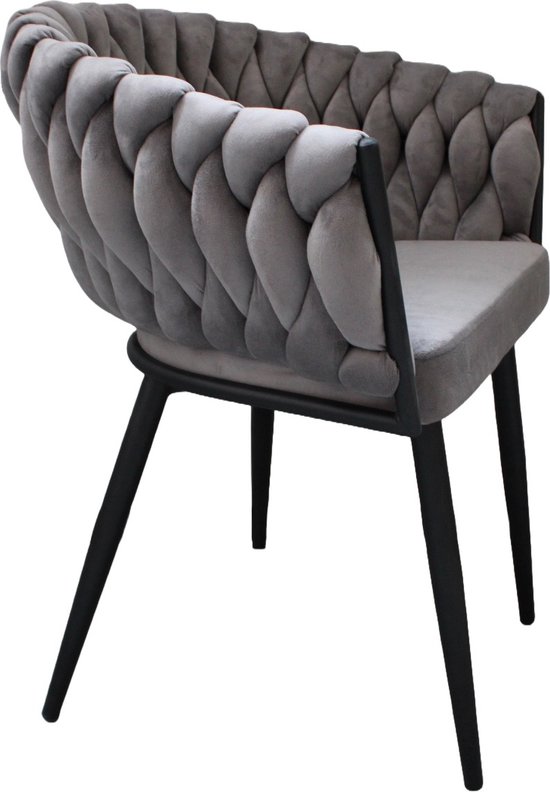 Wave chair set2 Eetkamerstoel velvet Grey Set van 2 | bol