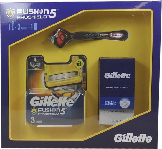 Gillette pack fusion 5 proshield razor + 3 refill + after shave 50 ml ...