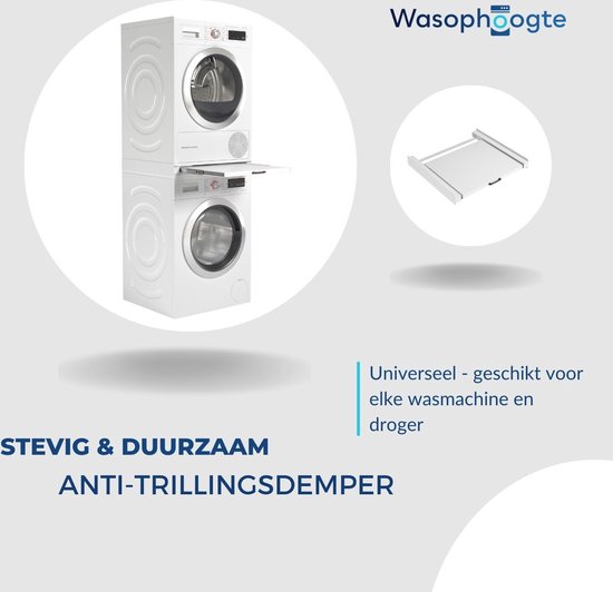 Wasophoogte Tussenstuk wasmachine en droger - Stapelkit - Uitschuifbaar ...
