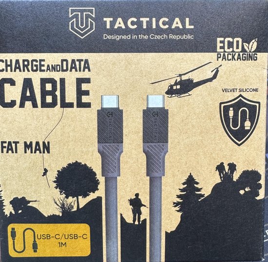 Tactical Fat Man Cable USB-C/USB-C - 8596311227929 - 1m - Grey | bol
