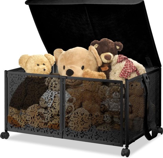 Speelgoedkist met deksel, opvouwbare stevige metalen ...