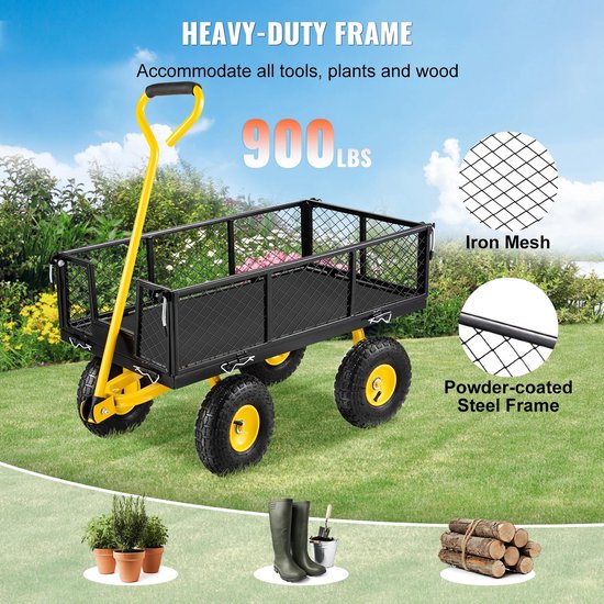 Bolderkar - Bolderkar Tuin - Tuin Kar - Flexibel Handvat - Staal - Geel ...