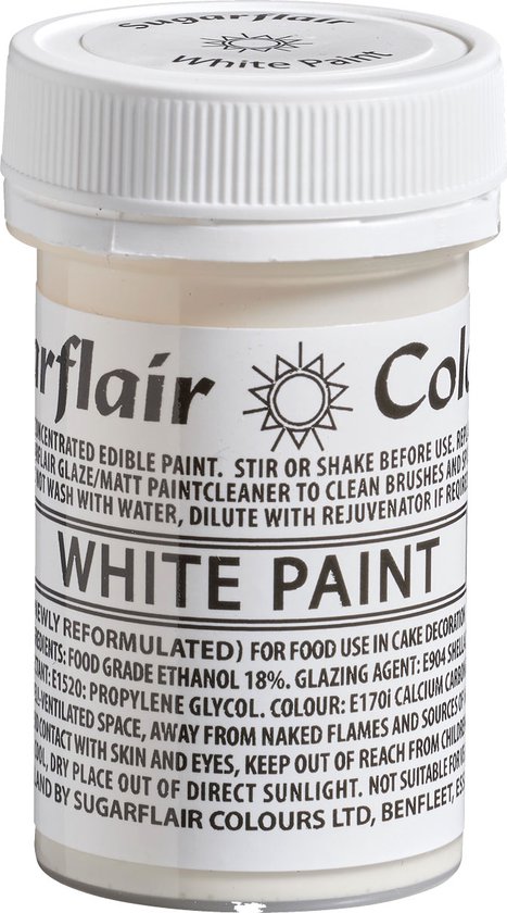 Sugarflair Eetbare Verf - Mat Wit - 20g - Eetbare Kleurstof | bol