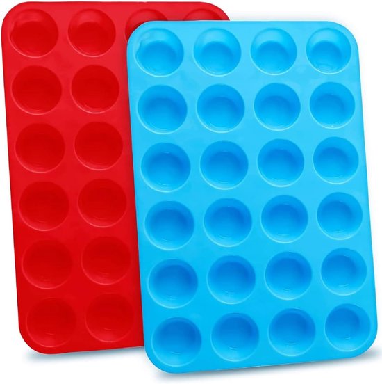 Bastix - Set van 2 siliconen muffinvormen, cupcake-pannen 24 kopjes ...