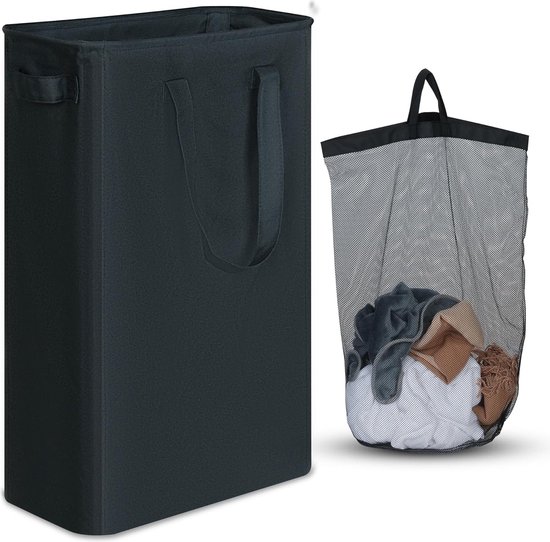 Wasmand voor wasgoed 50 liter - Slanke opvouwbare wasbak met handgrepen - Afneembare... | bol