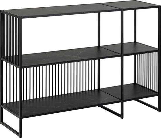 Boekenkast Zwart Metaal - Open kast - 120x35x83cm - Diego - Giga Living ...