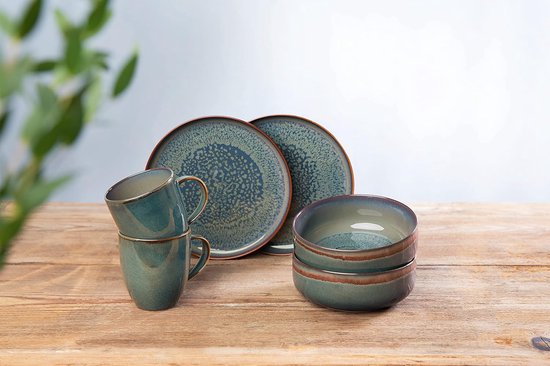 Crafted Breeze ontbijtset 6-delig premium porselein grijsblauw 19-5167-9071 met... | bol