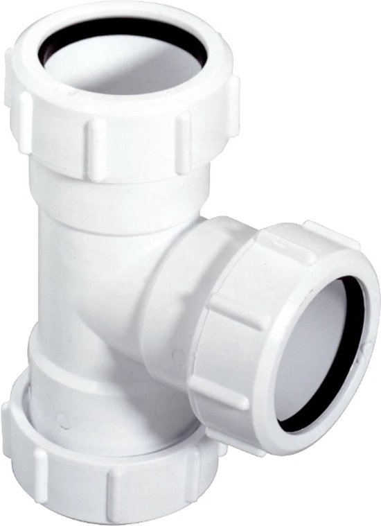 McAlpine T-stuk 90° PP 3x klem 40mm - wit (0059270) | bol