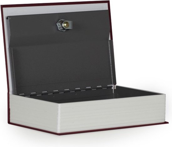 Securata Boek kluis met Sleutelslot - Bordeaux - 15.5 x 24 x 5.5 cm ...