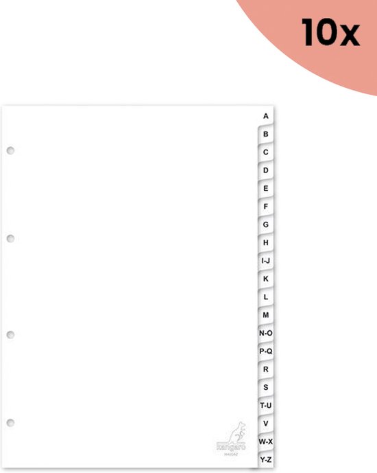 10x KTC Tabblad A4 letters PP 120 micron wit 4-gaats 20-delig A-Z | bol