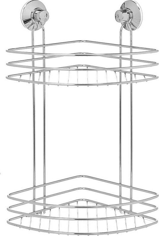 Berilo hoek doucherekje/badkamerrekje - 2-laags - zilver - B19 x L26 x H39 cm - rvs... | bol