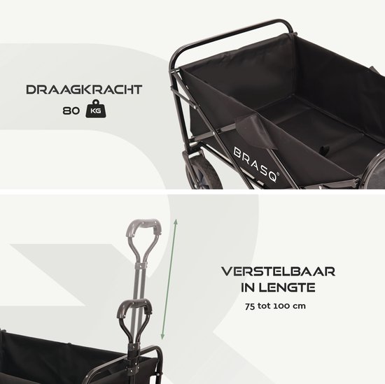 BRASQ Bolderkar Opvouwbaar Zwart - Bolderwagen met stevig frame ...