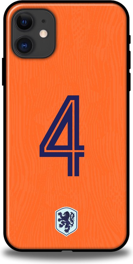 Oranje rugnummer 4 telefoonhoesje Apple iPhone 11 Nederland backcover ...