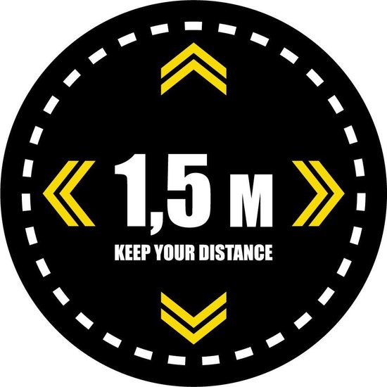 Keep your distance 1,5 m /Houd afstand 1,5 m vloersticker Ø 35 cm ...