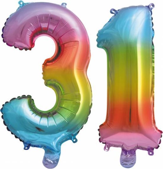 Folieballon nr. 31 Regenboog 86cm | bol.com