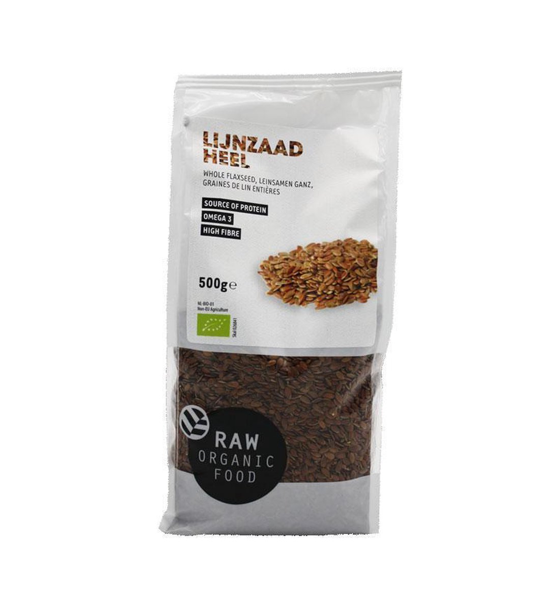RAW Organic Food Biologische Lijnzaad (Doos met 8 verpakkingen van 500 ...