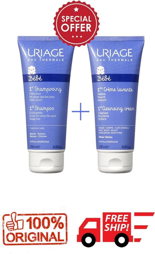Uriage Gift Set Baby 1st 200ml Cleansing Cream + 200ml Shampoo | bol.com