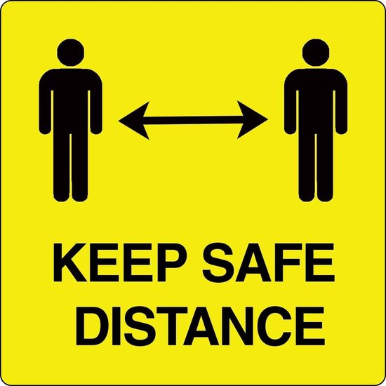 Keep safe distance-sticker (Maxi-Loka Premium) Geel & Zwart Geel ...