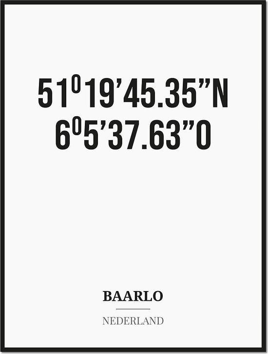 Poster/kaart BAARLO met coördinaten | bol