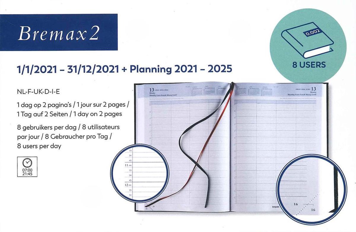 Brepols Agenda 2021 • Bremax 2 • Santex • A4 • Zwart | bol.com