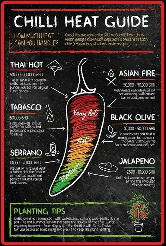 Wandbord - Chilli Heat Guide | bol