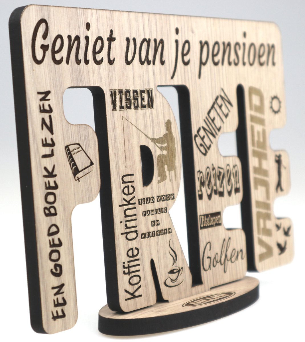 Pensionering - houten kaart - wenskaart van hout - Geniet van je ...