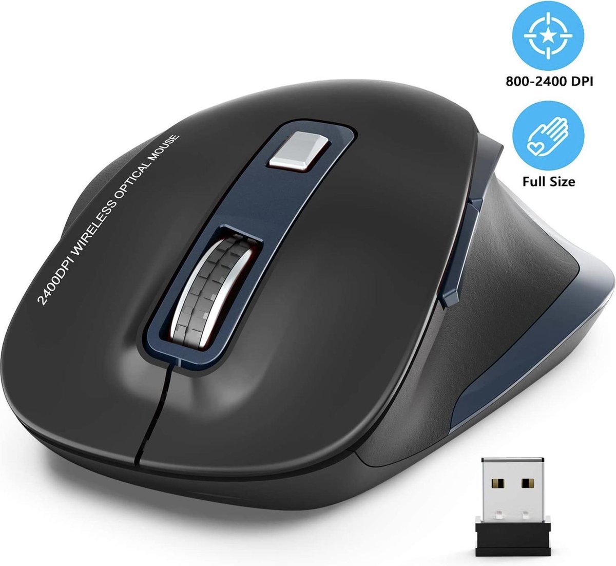 bol.com | Draadloze muis, 2,4 G USB draadloze ergonomische muis ...