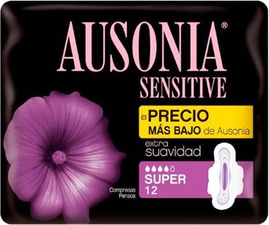 Ausonia Sensitive Super With Wings Sanitary Towels 12 Units | bol