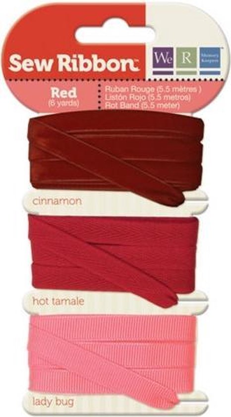 Sew ribbon ribbonset 5,5m red | bol