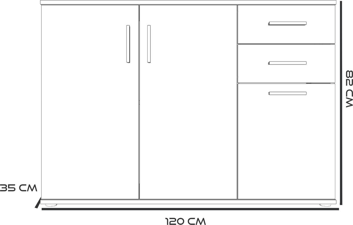AZ-Home - Dressoir Stiv II 120 cm - Commode - Kast - Grijs (Betonlook ...