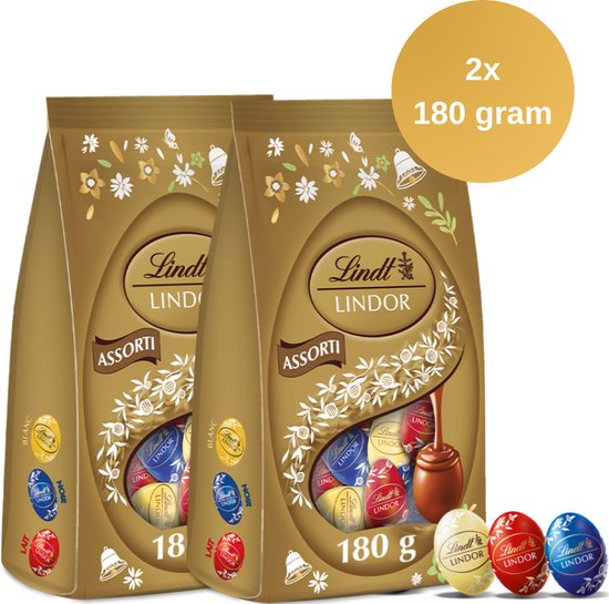 Lindt LINDOR Chocolade Paaseitjes 2-pack - 2x 180 gram - 3 smaken ...