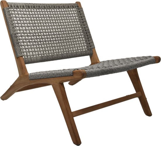 Eve Loungestoel - 65x80x66 cm - Ivoor - Teak/Bananenblad - tuin stoel ...